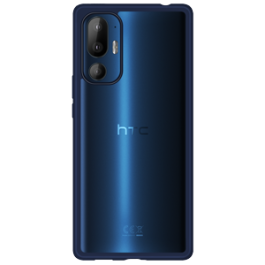 HTC U23 pro 透視雙料防震邊框殼- 深藍